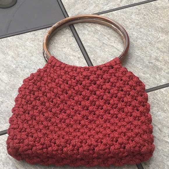 Vintage | Bags | Vintage Maroon Crochet Bag | Poshmark